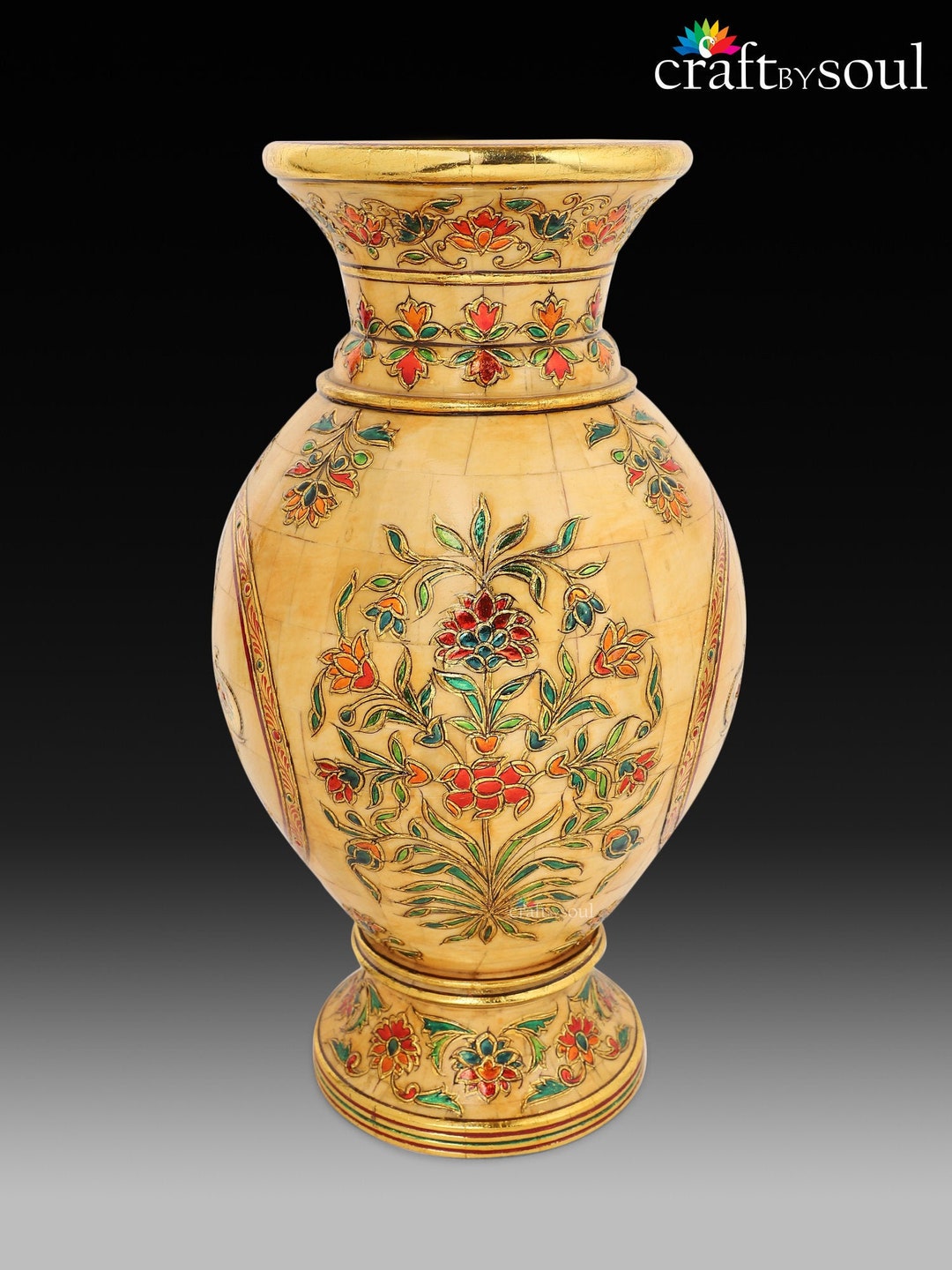 38CM Hand Painted Camel Wood Flower Vase, Wood Vase, Flower Vase for ...