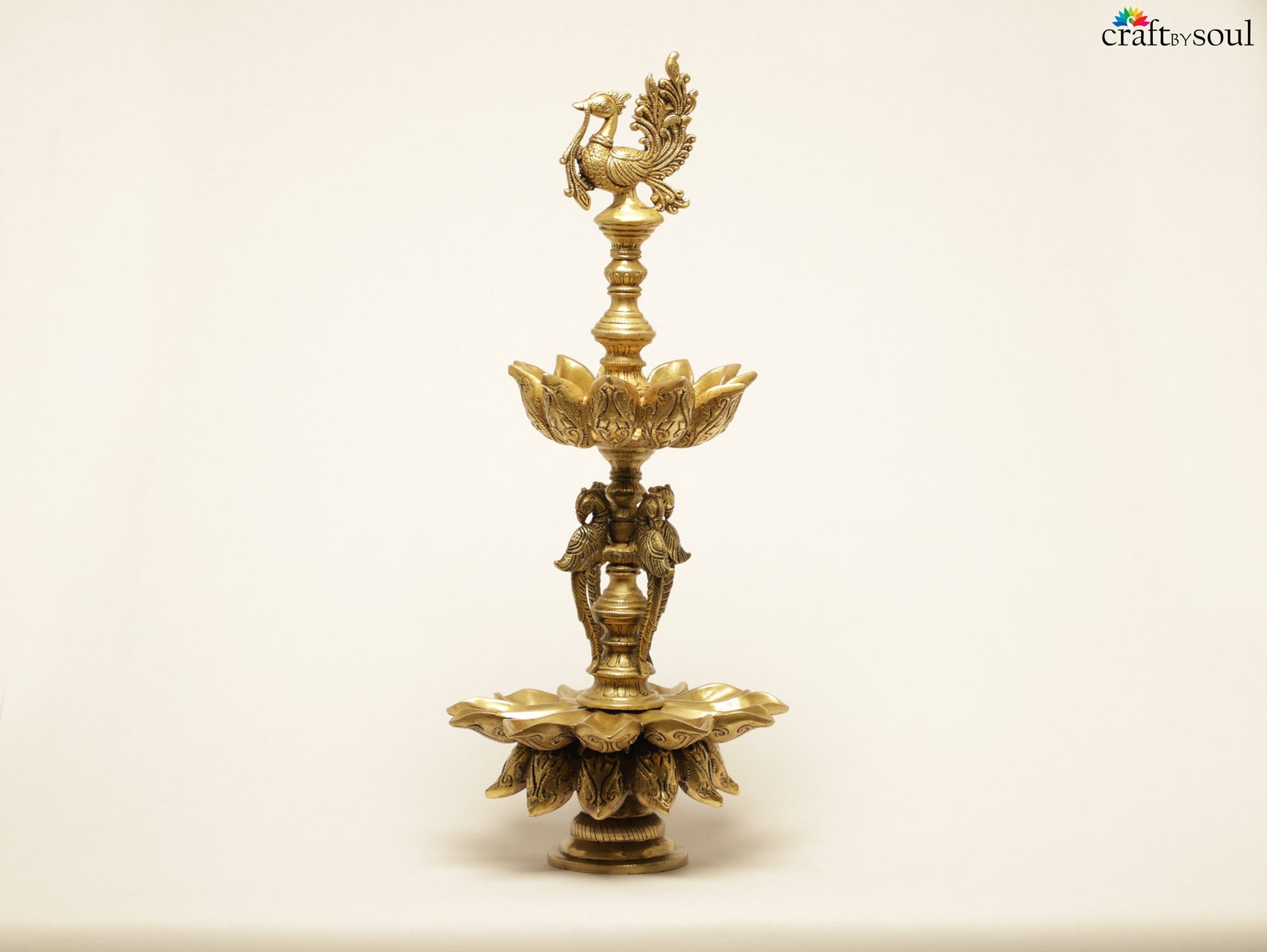 Brass Peacock Diya Stand,brass Appam Deepam,brass Deepak 21inch for ...