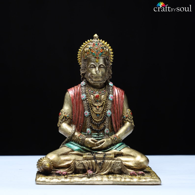 Lord Hanuman Statue19 Cm Resin Sitting Hanuman Figurine - Etsy