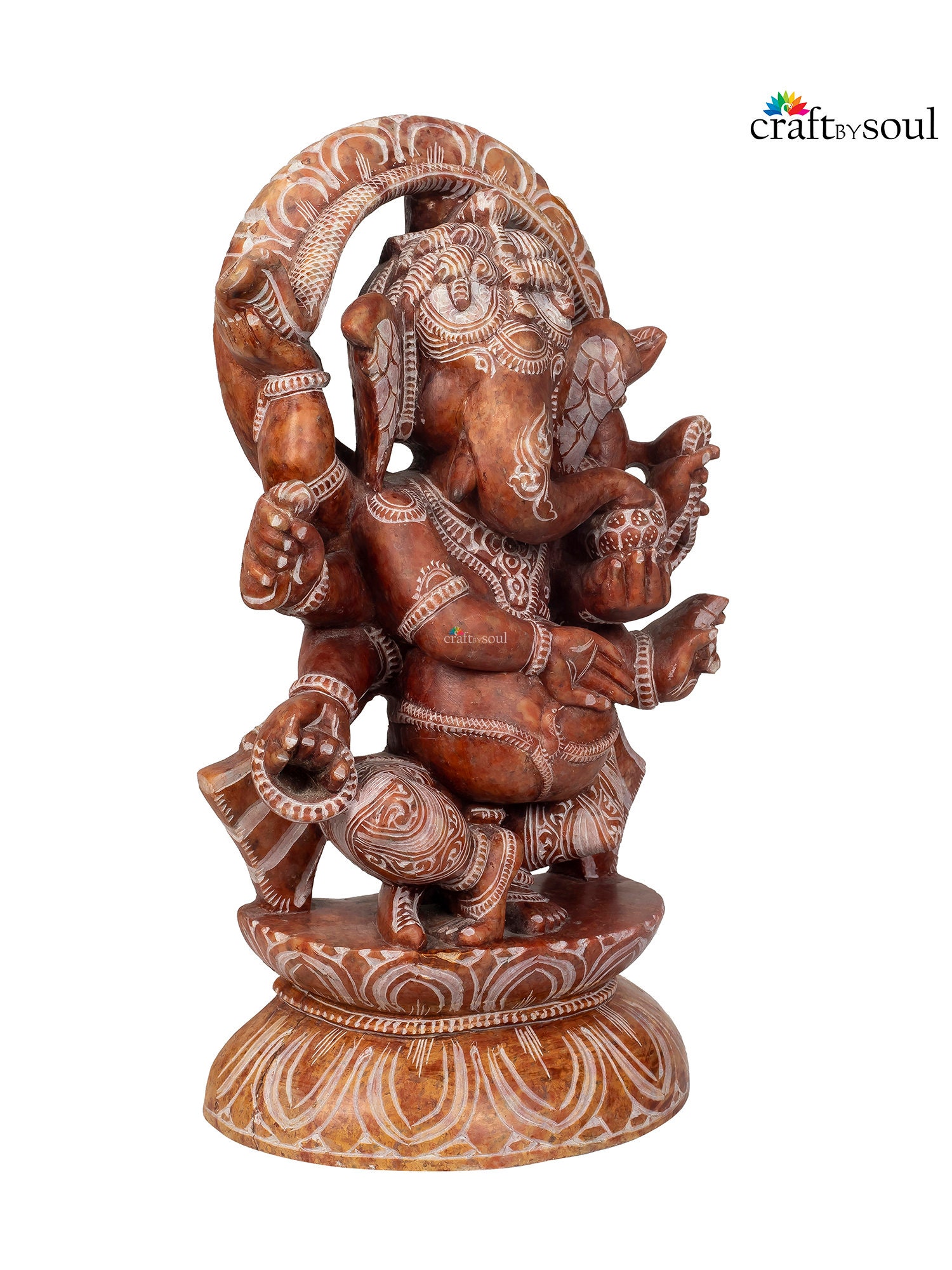 Ganesha Statue 26 Cm, Lord Ganesha Red Stone Statue, Marble Ganesh for ...
