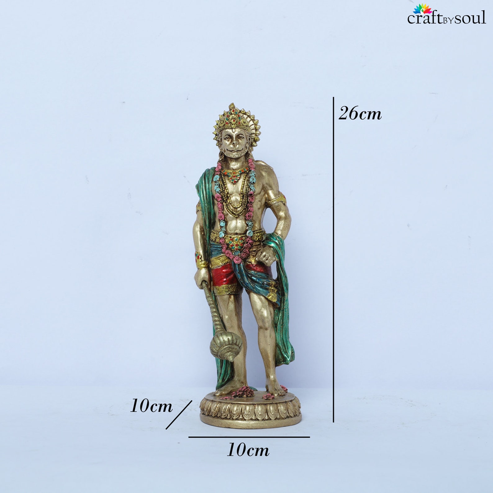 Lord Hanuman Statue,26 Cm Standing Hanuman Figurine, Resin Standing ...