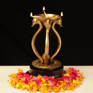 Brass Swan Oil Dia,oil Wick Diya Indian Decor,brass Wood Dia Stand ...