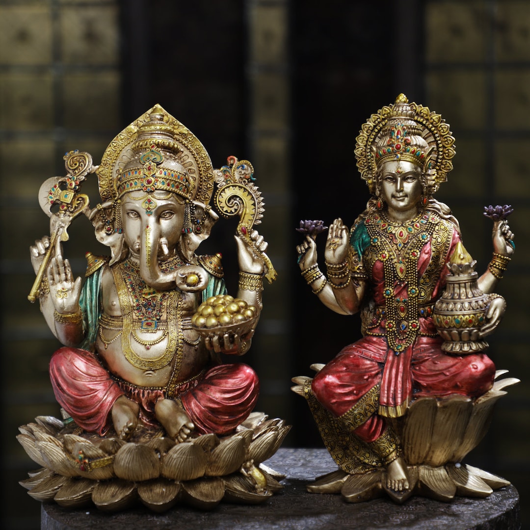 Resin Lakshmi Ganesha Statue, Hindu God Idol, Resin Large Laxmi Ganesh ...
