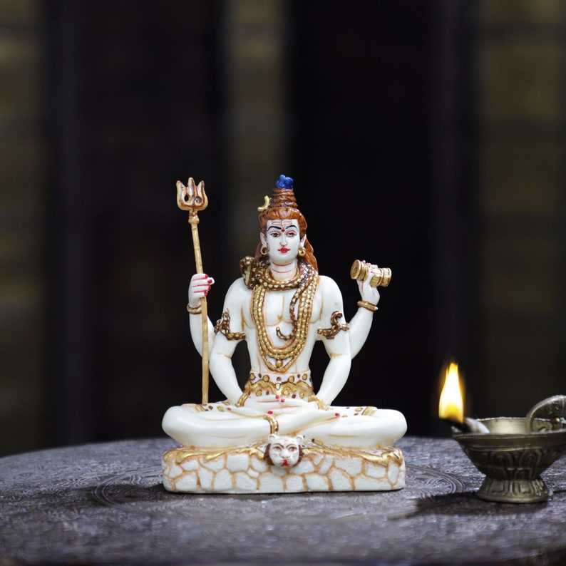 Shiva Statue 15CM Small Size Hand Painted Resin Marble Dust - Etsy