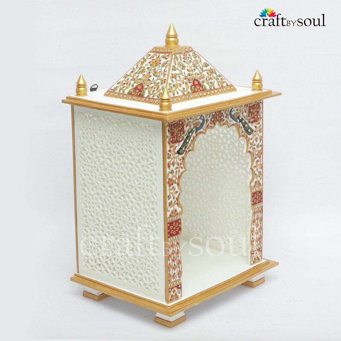 Temple in Cultured Marble, Hand Painted 47CM Tall Hindu Mandir, Temple ...