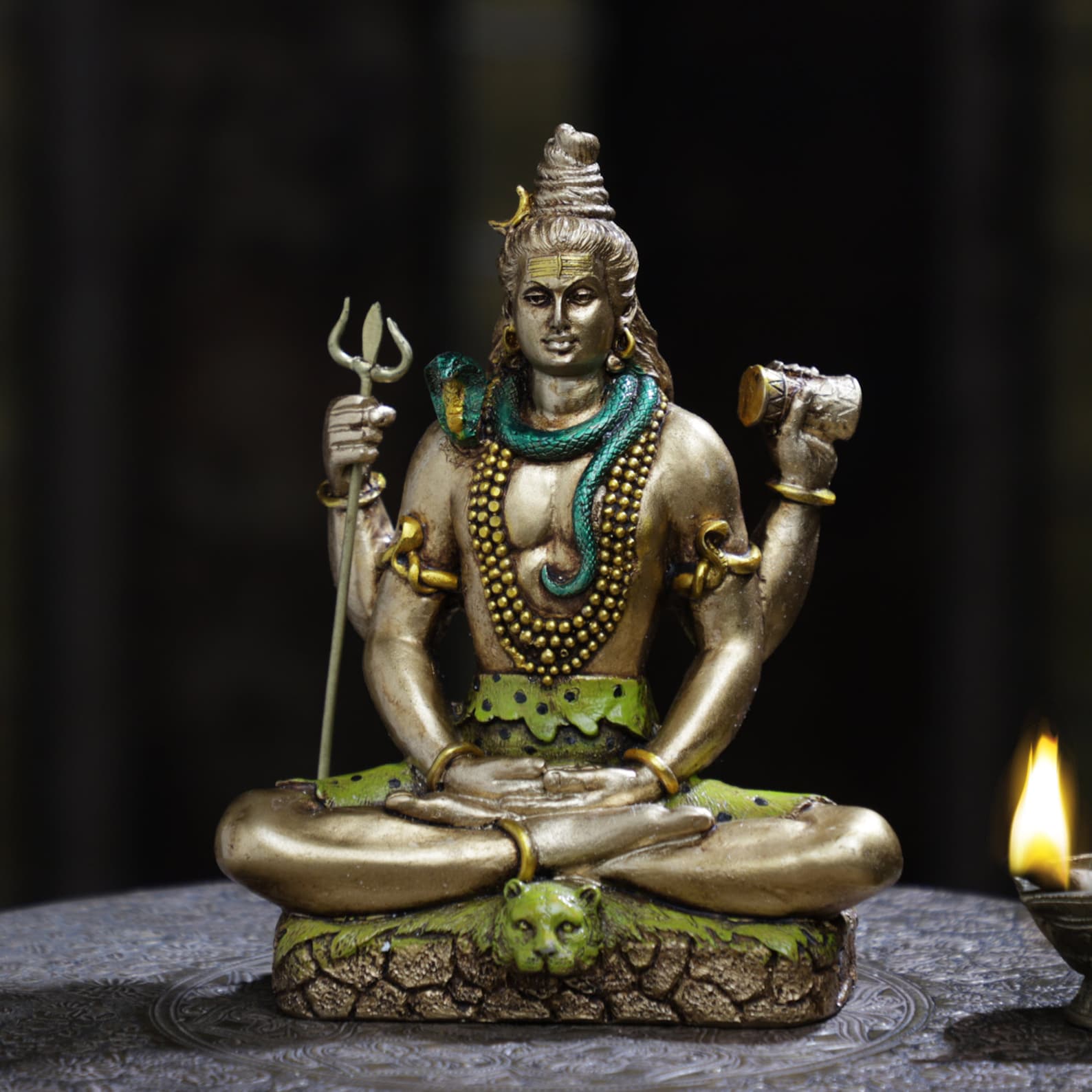 Shiva Statue 21CM Small Size Hand Painted Resin Marble Dust Lord Shiva ...