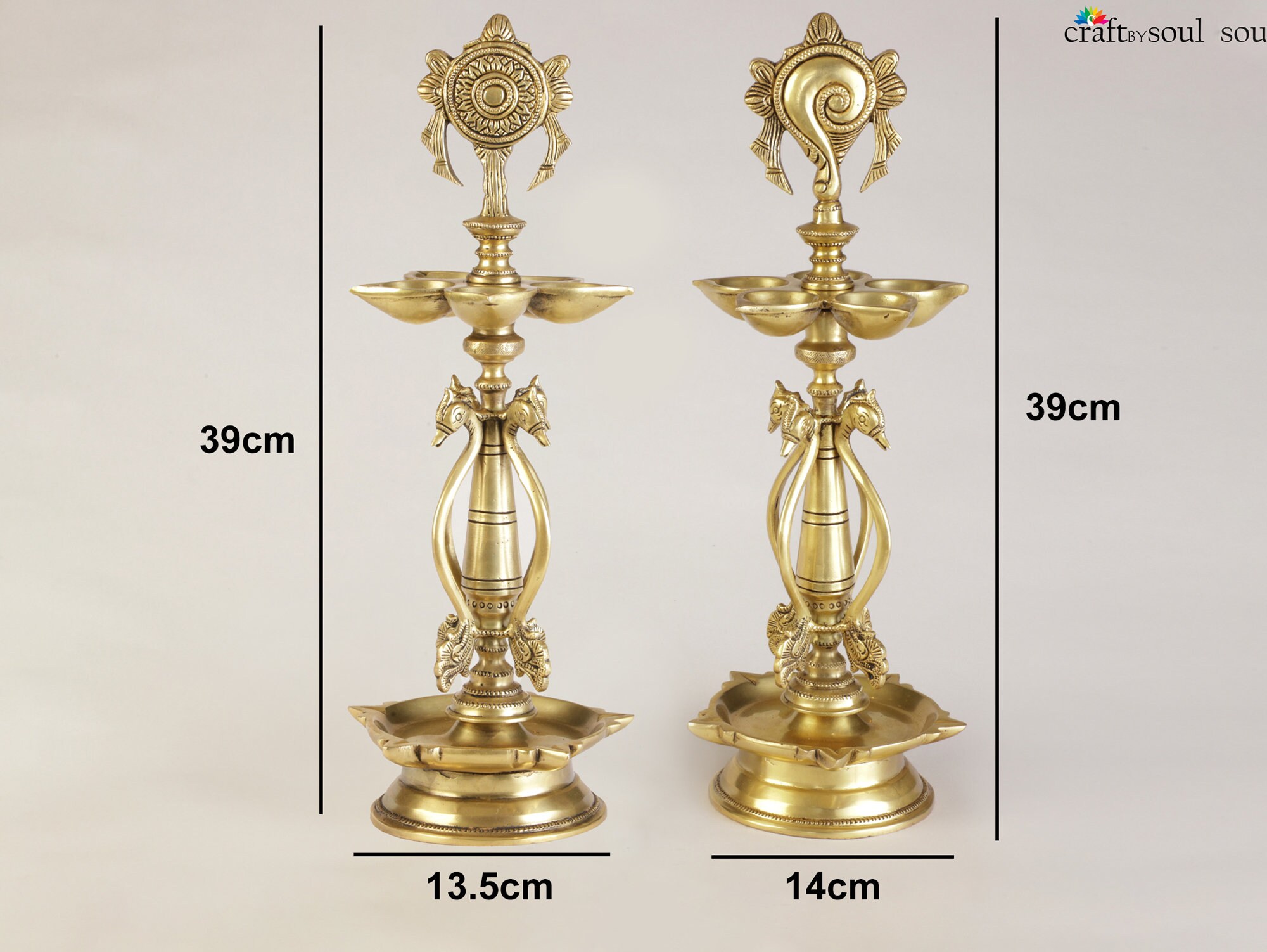Brass Shankh Chakra Diya, Brass Appam Deepam,brass Deepak 37cm for ...