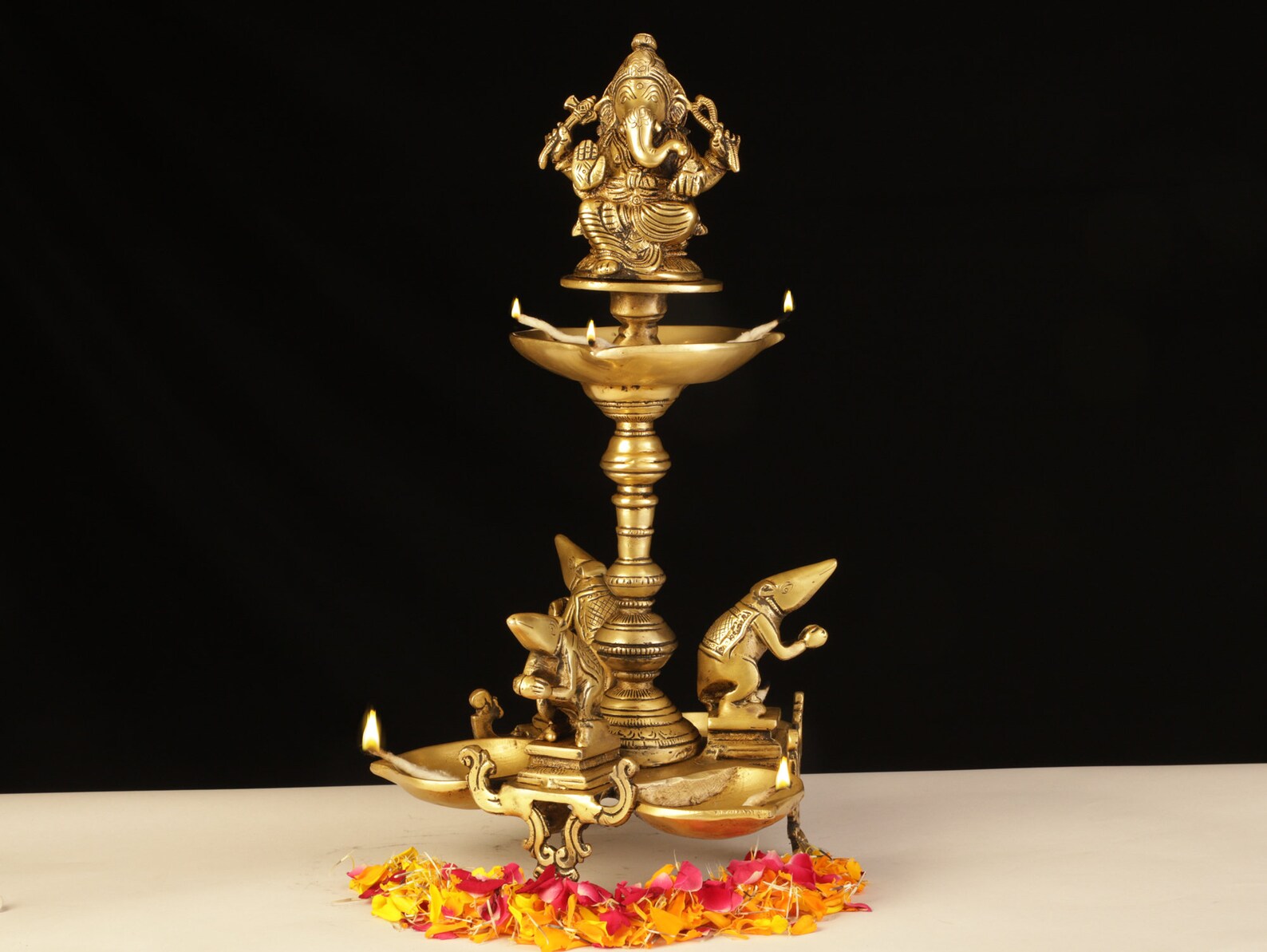Brass Ganesha Oil Wick Lampganapathi Deepam With Mouseganesh - Etsy