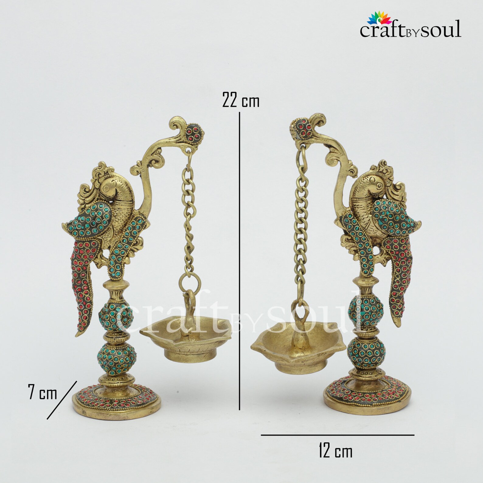 Brass Peacock Diya Stand,brass Appam Deepam,brass Deepak 9 Inch for ...