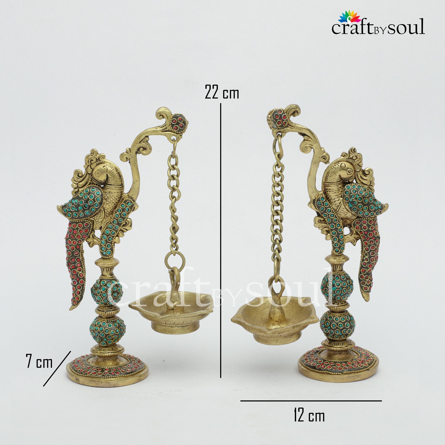 Brass Peacock Diya Stand,brass Appam Deepam,brass Deepak 9 Inch for ...