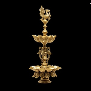 Brass Peacock Diya Stand,brass Appam Deepam,brass Deepak 21inch for ...