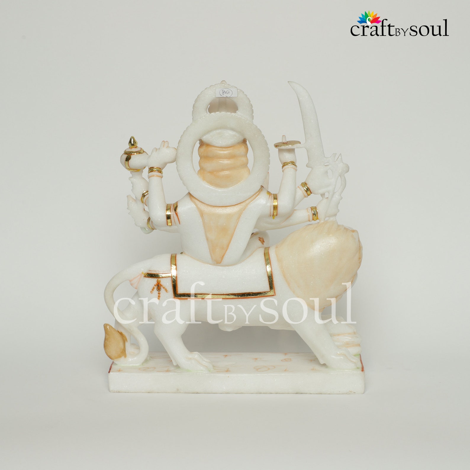 Big Durga Statue in Marble,38cm Pure Marble Devi, Hand Painted Marble ...