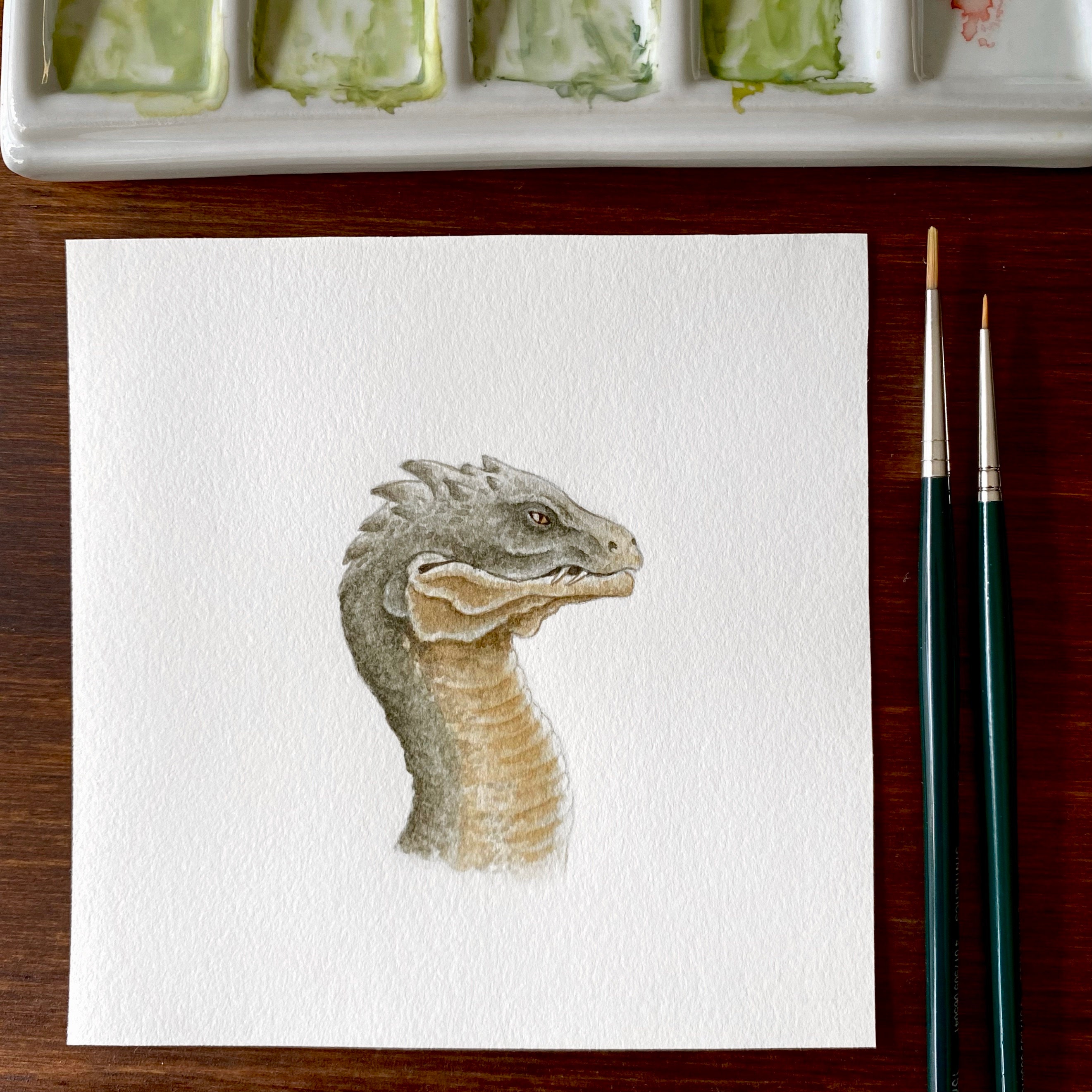 Original Basilisk Watercolor Painting Snake Illustration, Mythological ...