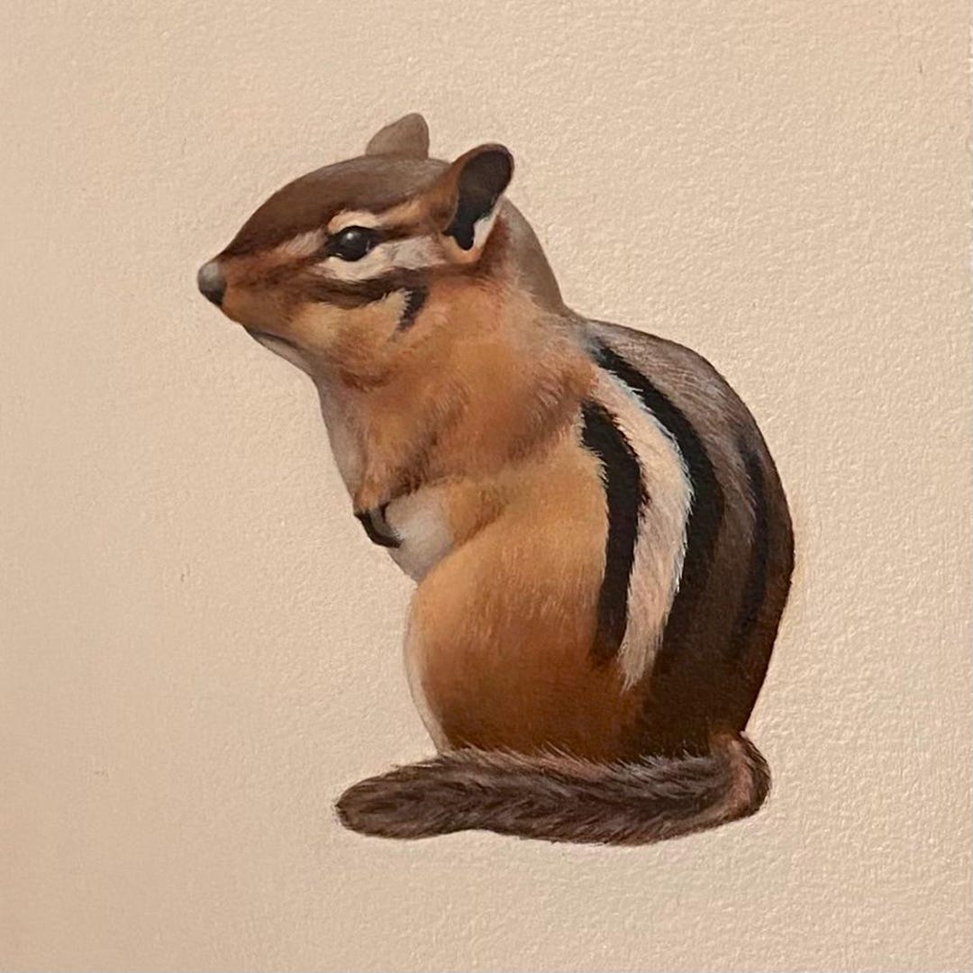 Chipmunk Artwork, Original Oil Painting - Hand Painted Wildlife ...