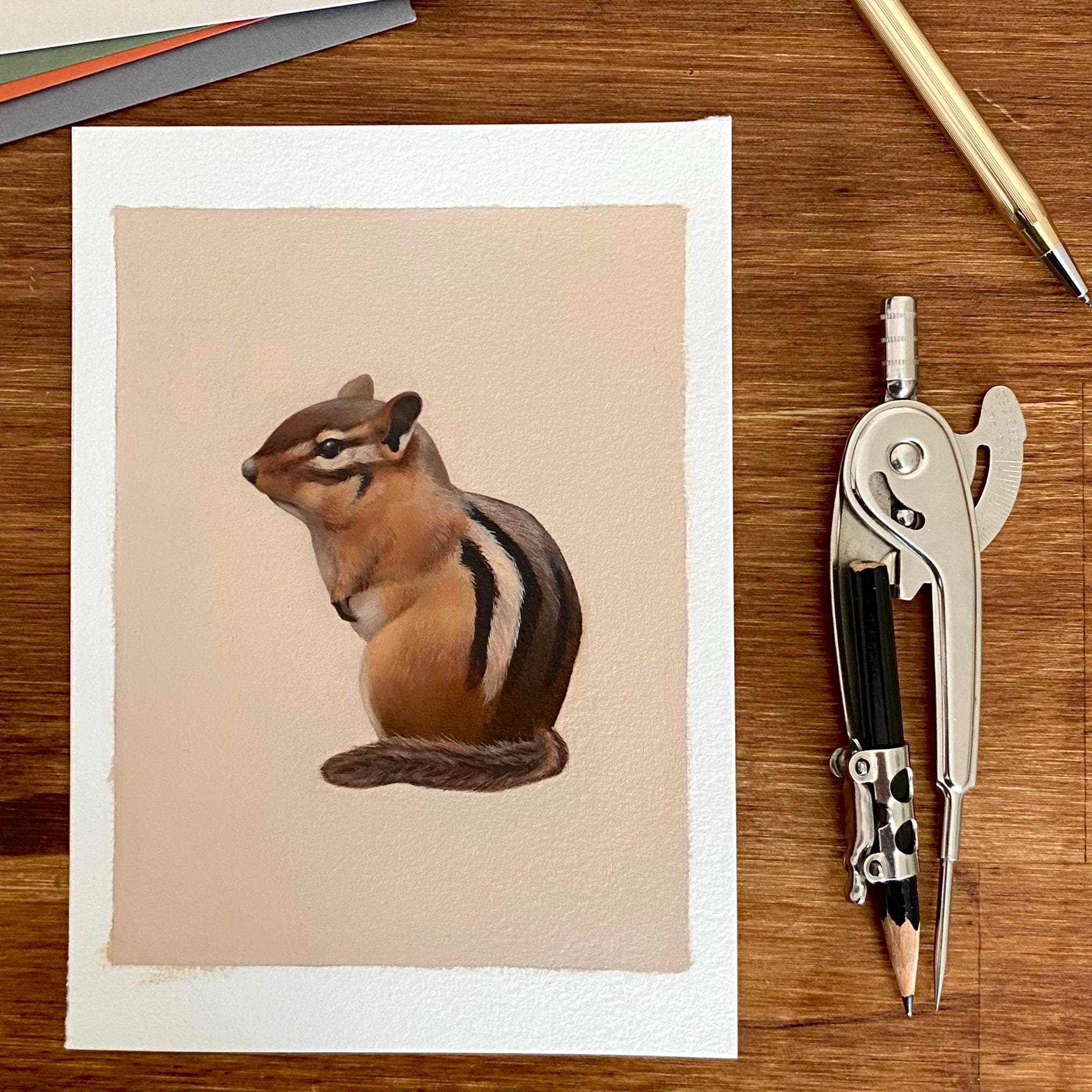 Chipmunk Artwork, Original Oil Painting - Hand Painted Wildlife ...