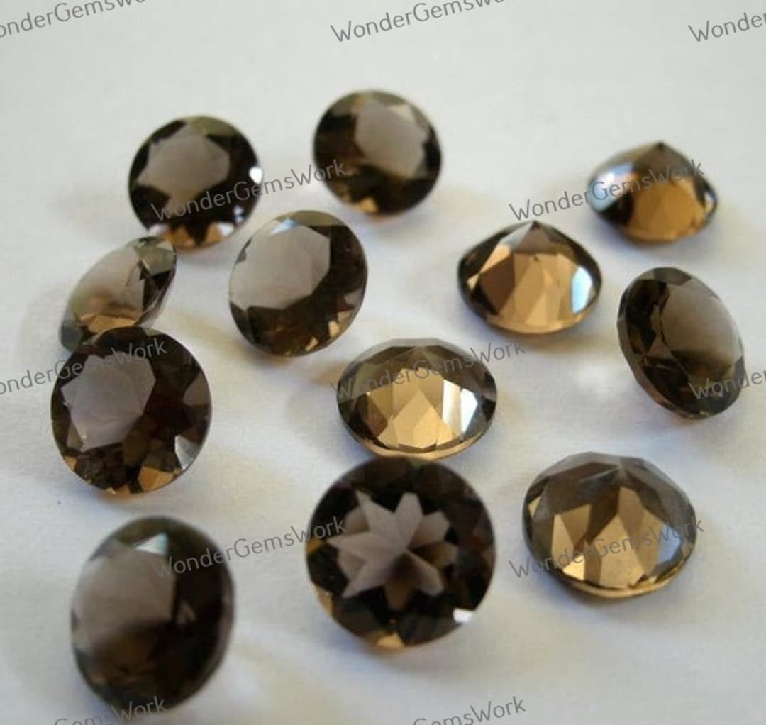 Natural Smoky Quartz 3mm-20mm Round Faceted Cut Loose Gemstone 3x3mm ...
