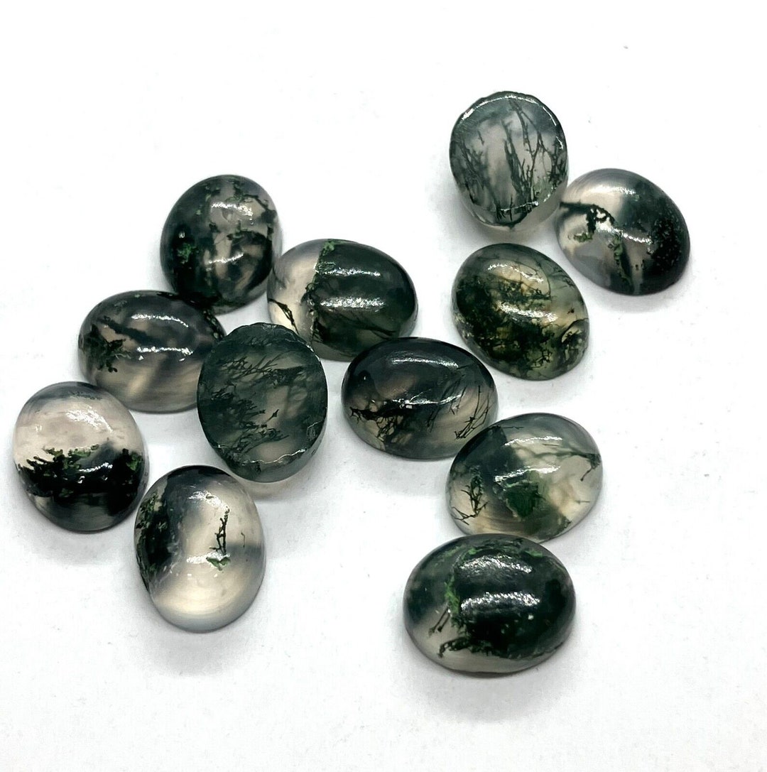 Charming Green Moss Tree Agate Calibrated Size 3x5mm-20x30mm Oval ...