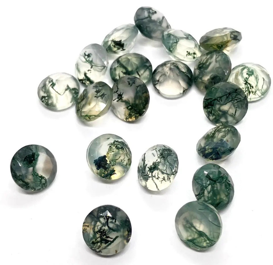 Natural Moss Tree Agate 3mm-30mm Round Faceted Cut Loose Gemstone 3x3mm ...