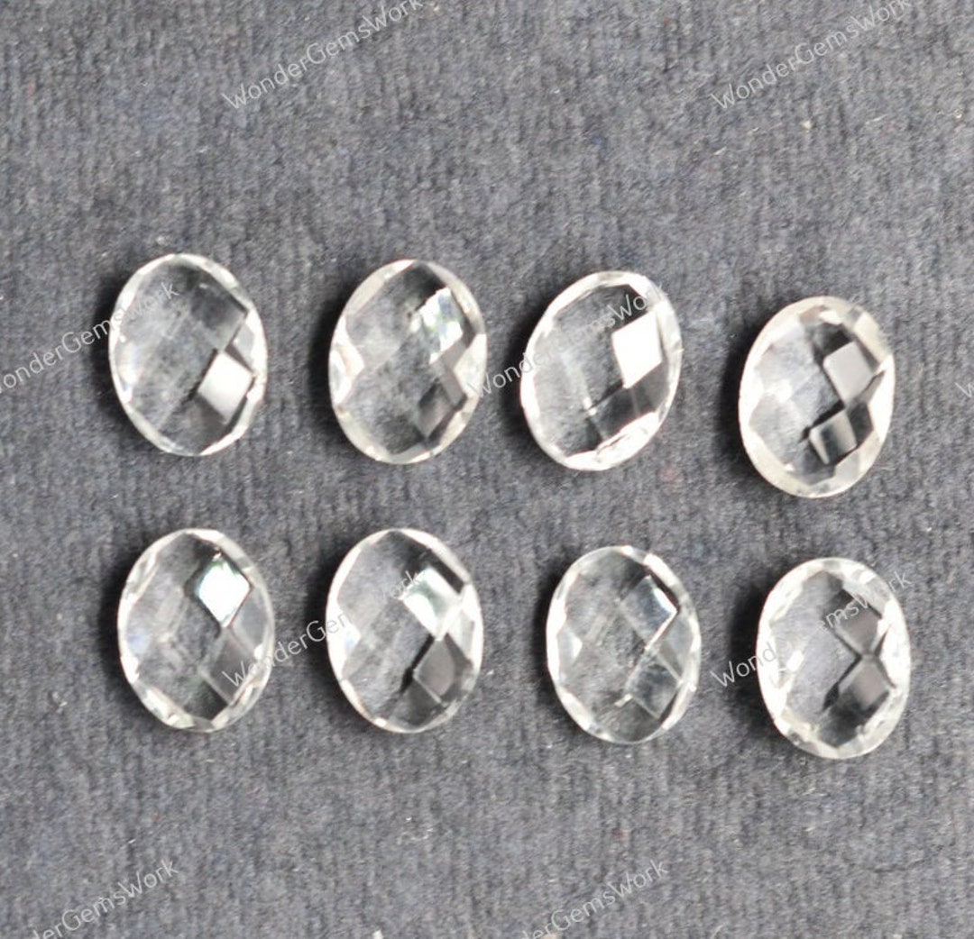 Natural Crystal Quartz 6x8mm-18x25mm Oval Checker Cut Free Delivery ...