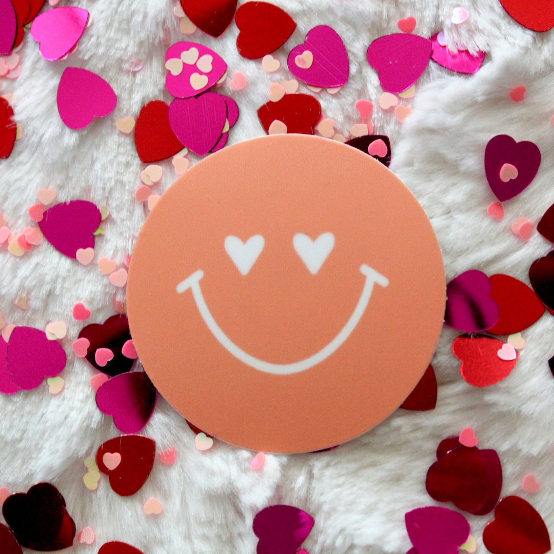 Heart Eye Smiley Face Sticker - Etsy