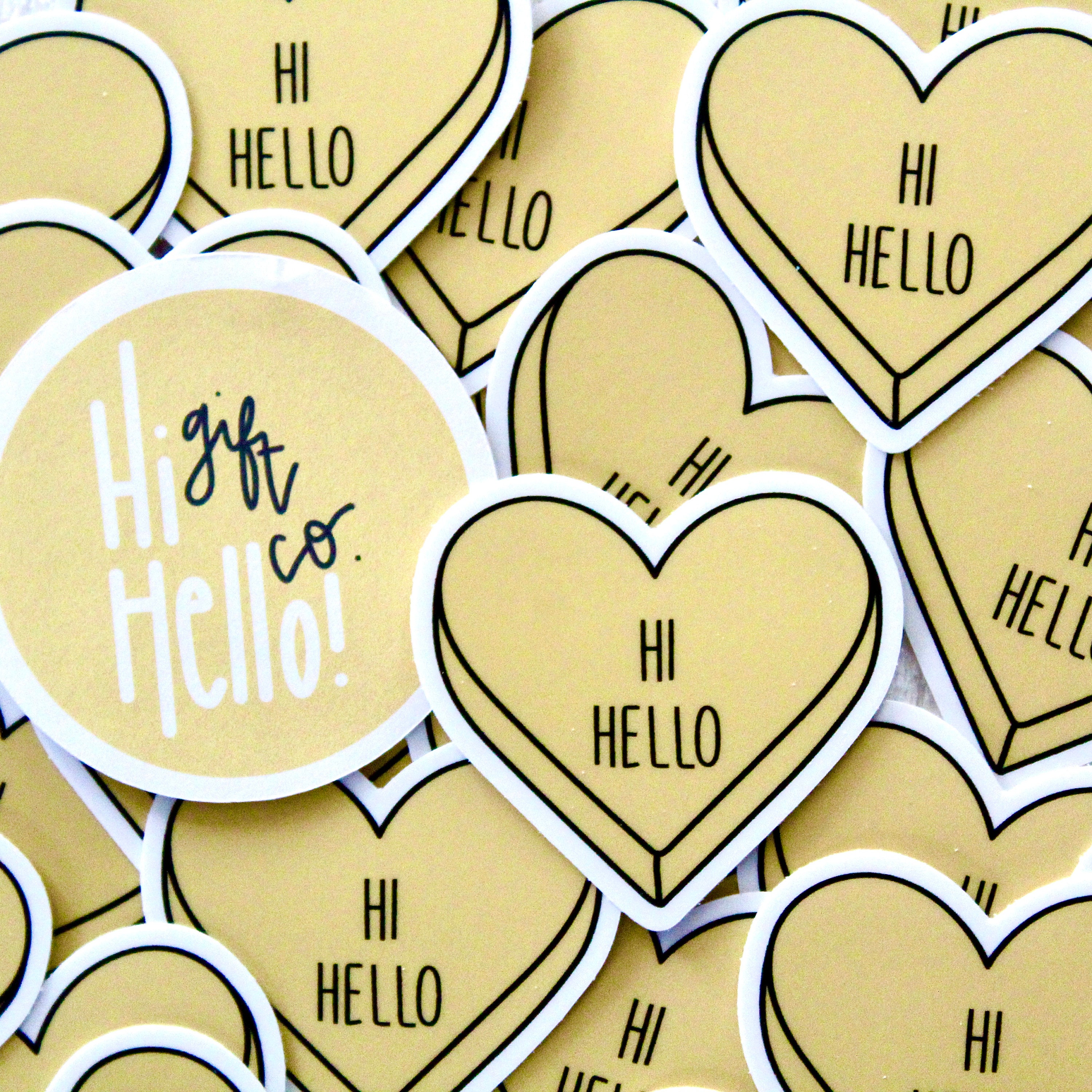 Hi, Hello Candy Heart Sticker - Etsy.de