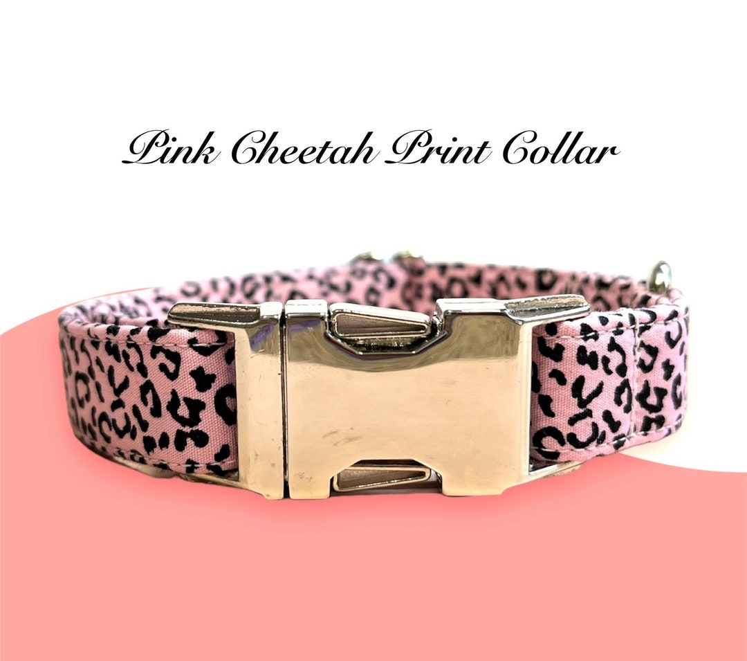 Personalized Pink Cheetah Animal Print Dog Collar, Extra Large Dog ...
