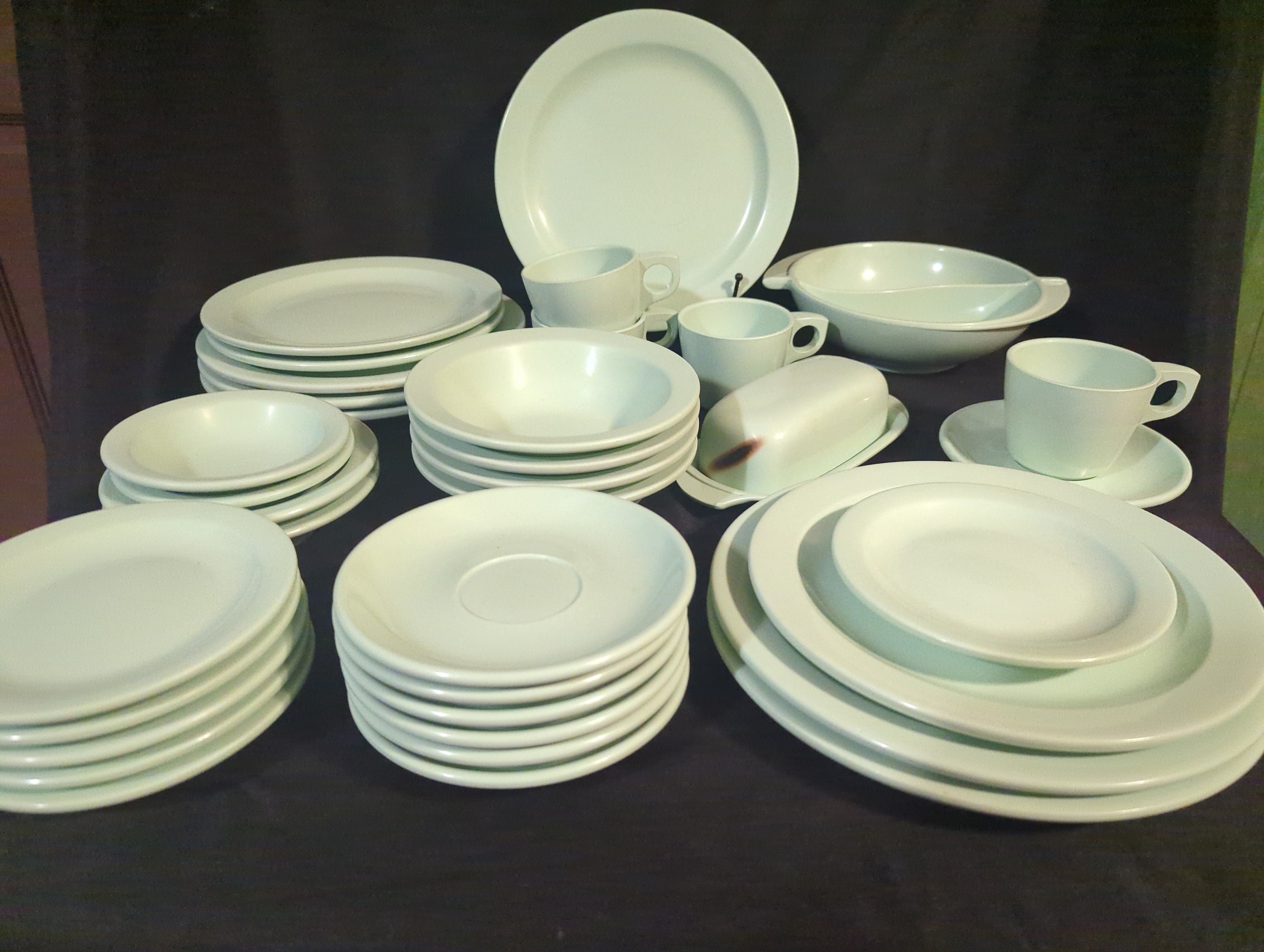 36 Pieces Boonton Pastel Green Made in U S.A. Melamine Dinnerware - Etsy