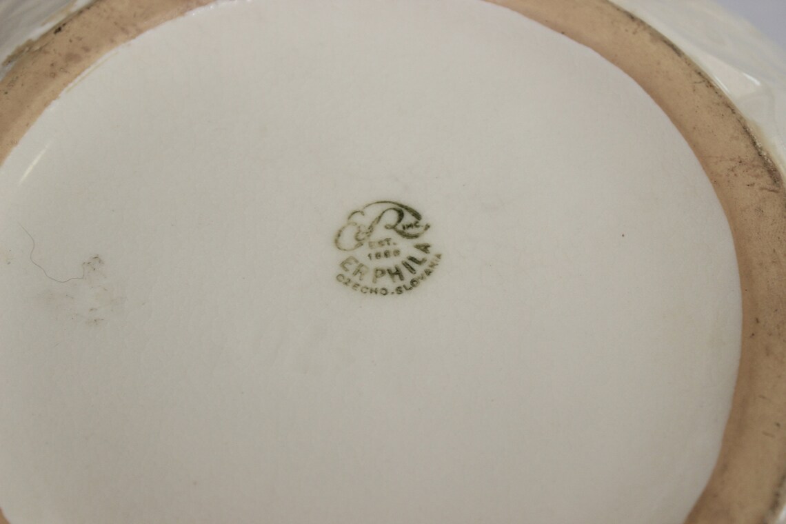 Antique Erphila Art Pottery Majolica Embossed Bowl Made in ...