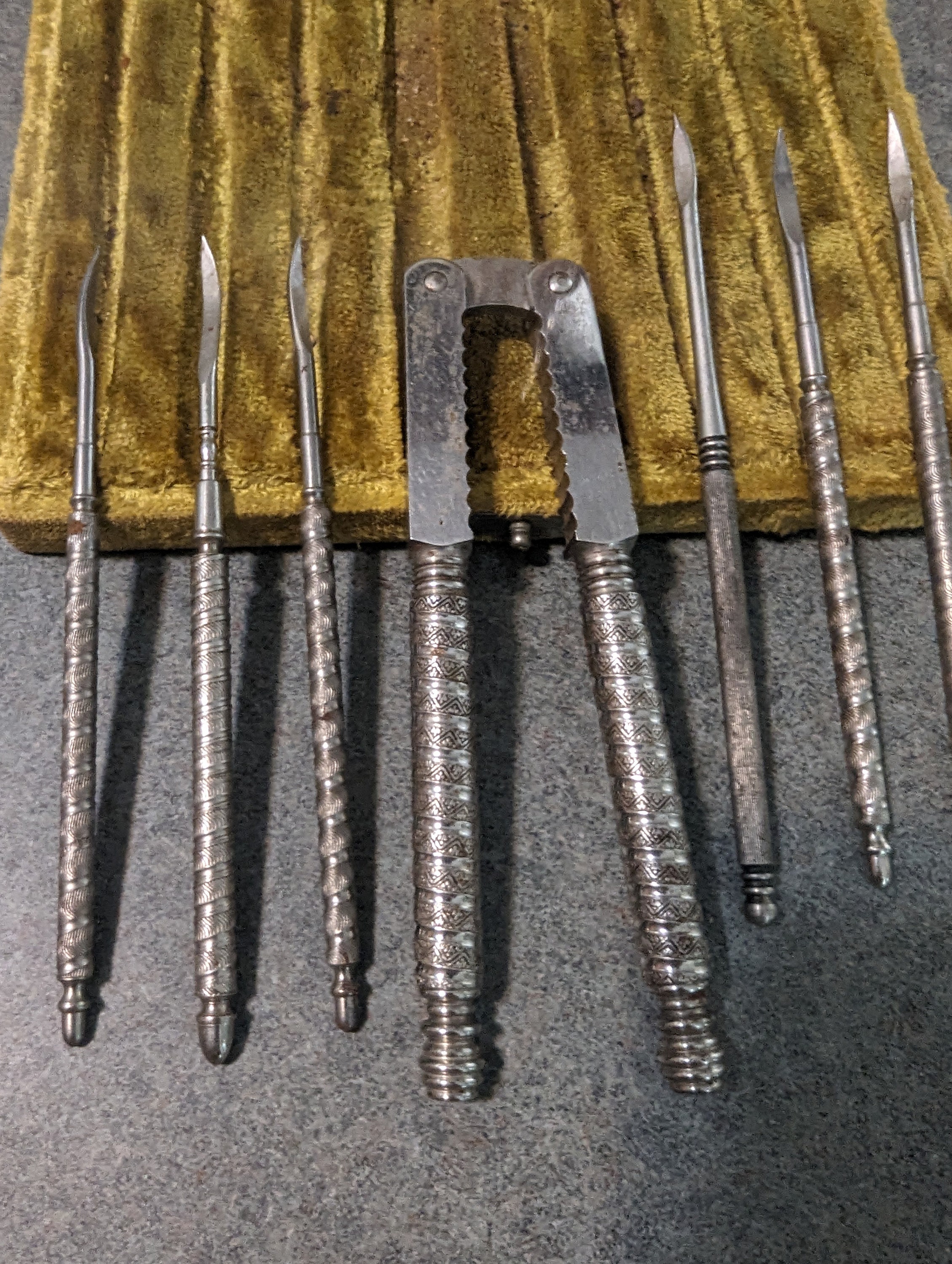 Rare Antique Nut/lobster Cracker Set With Fabric Box - Etsy