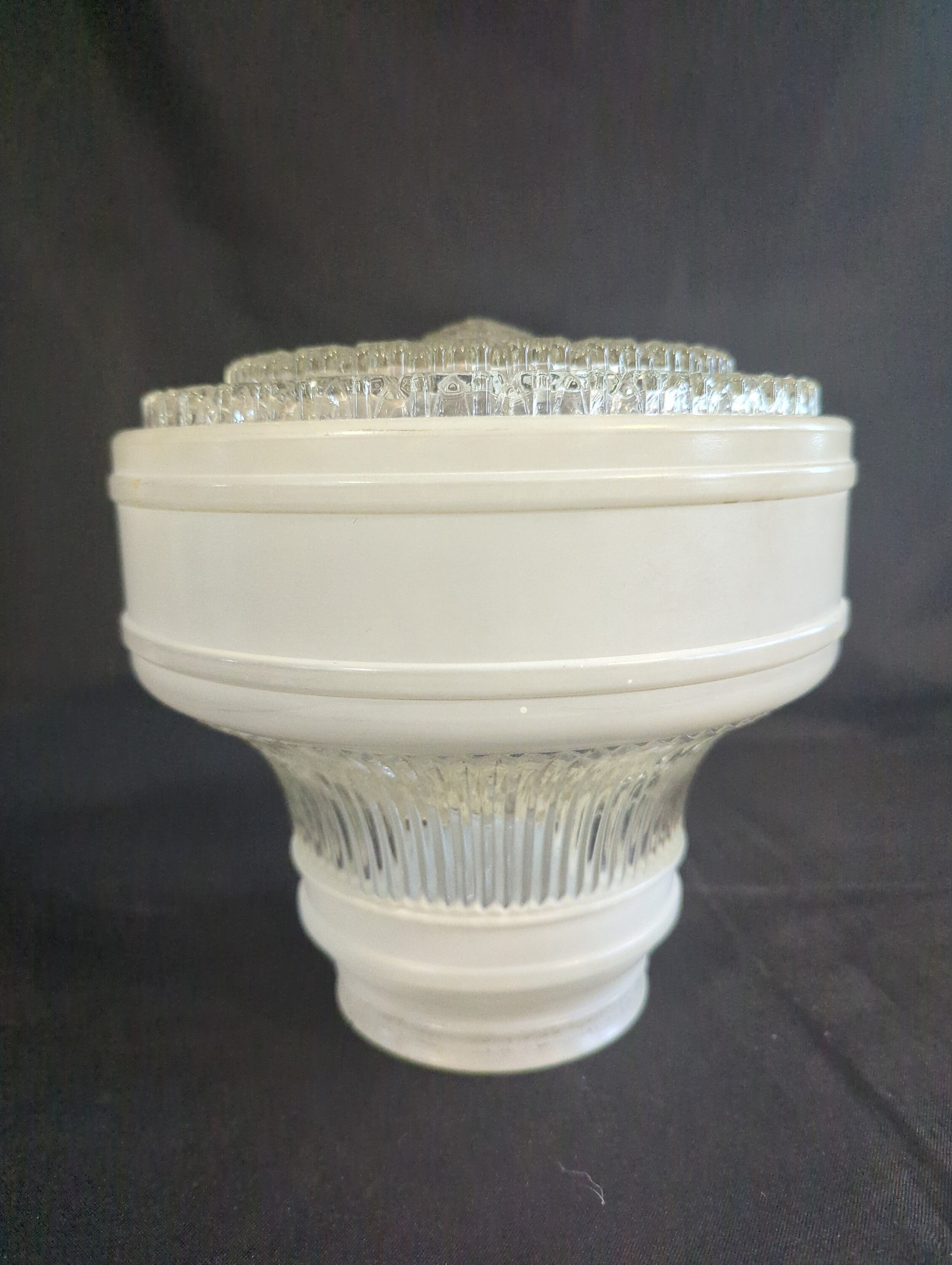 Vintage MCM Light Fixture Ceiling Mount Round Milk Glass/clear Glass 8 ...