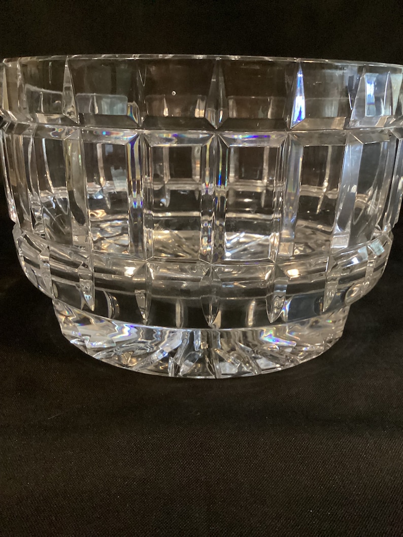 Stunning Block Cut Lead Crystal Round Bowl Heavy 8” Diameter X 5 1/2 ...