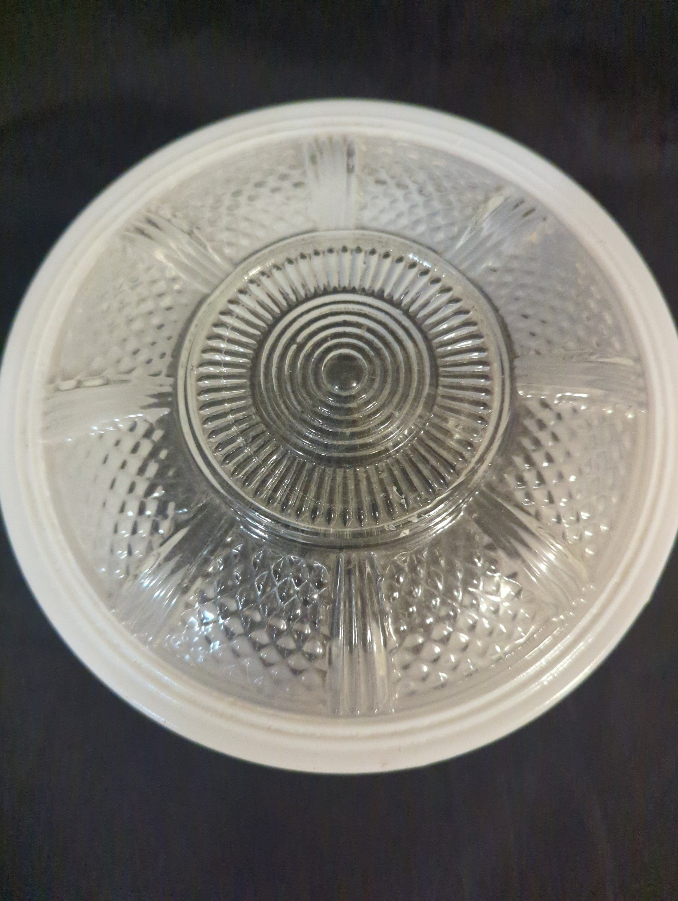 Vintage Mid-century Modern Ceiling Mount White Glass/ Clear ...