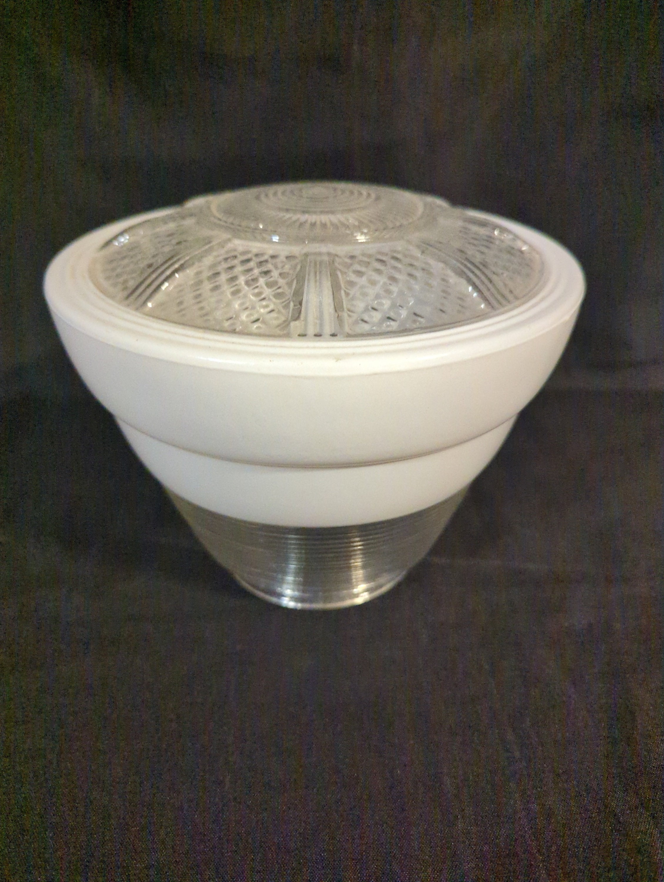 Vintage Mid-century Modern Ceiling Mount White Glass/ Clear ...