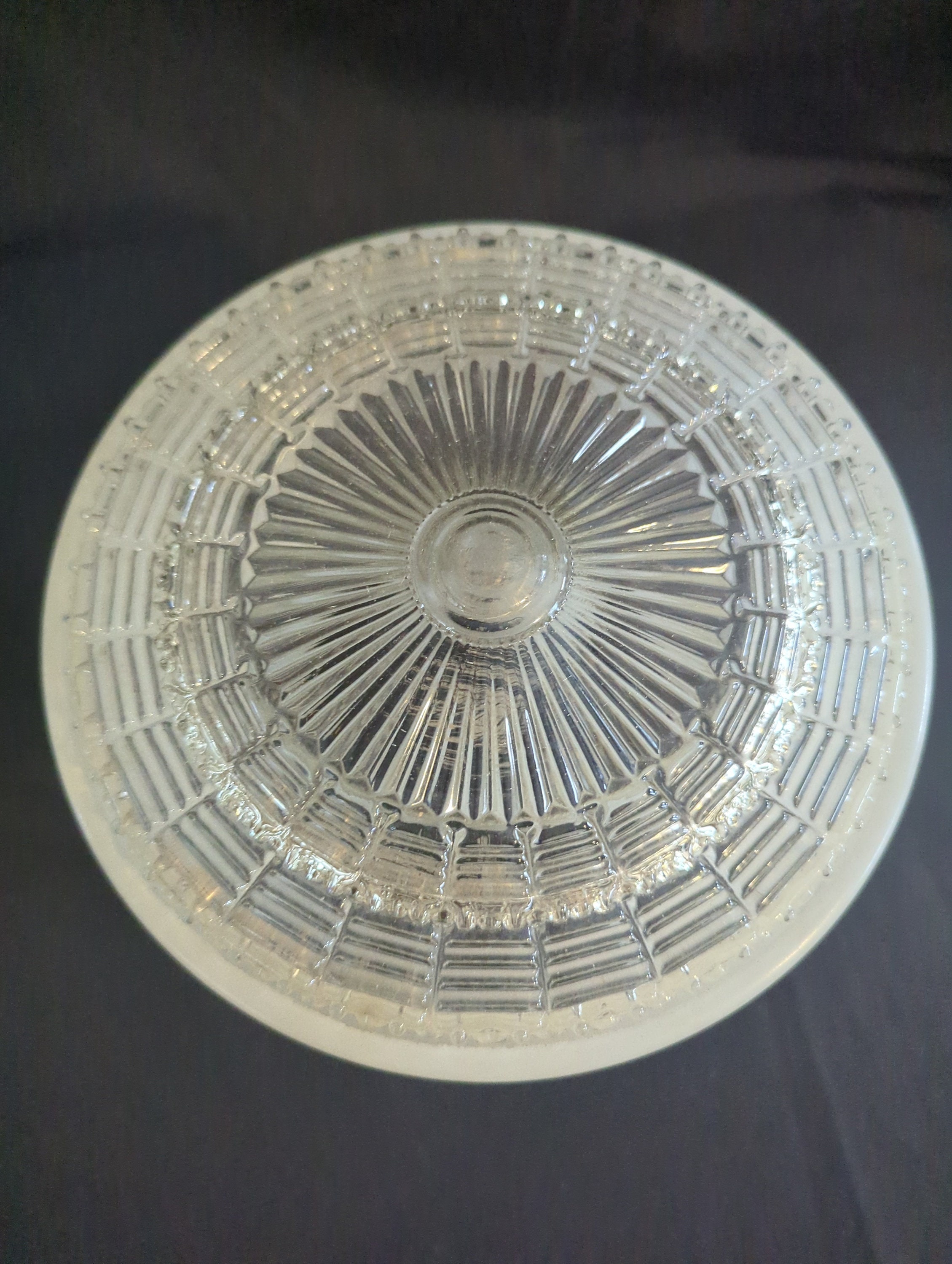 Vintage MCM Light Fixture Ceiling Mount Round Milk Glass/clear Glass 8 ...