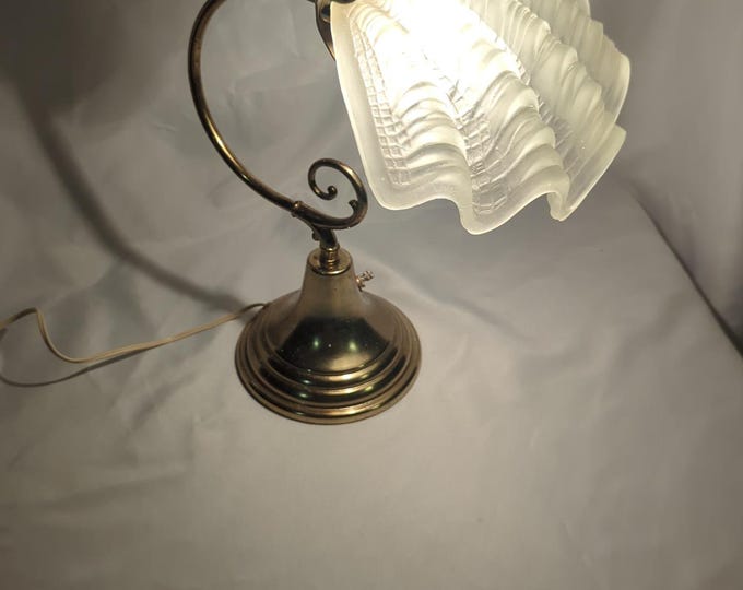 Vintage Rare Brass MCM Table Lamp Clamshell Shade 13" High - Etsy