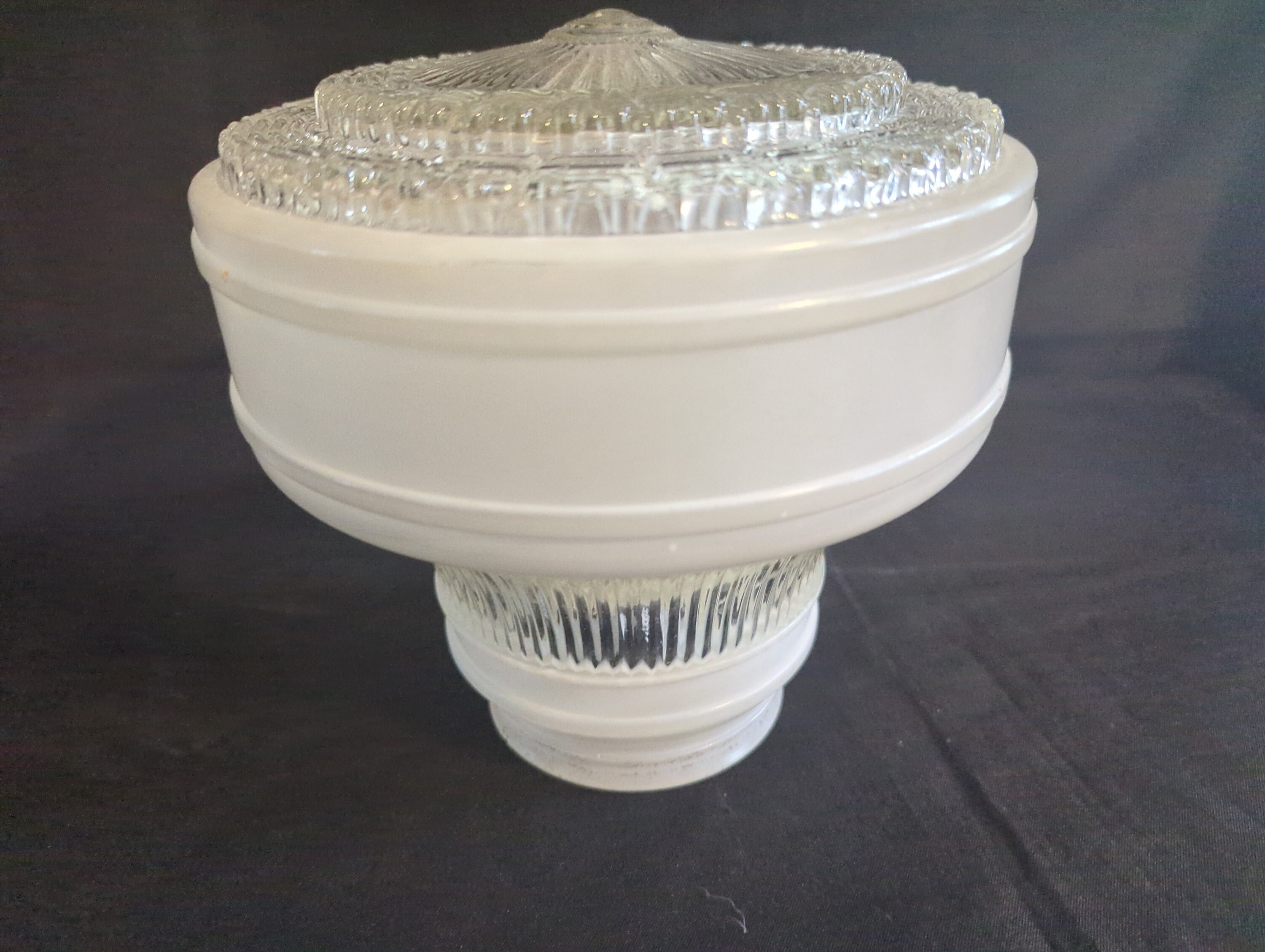 Vintage MCM Light Fixture Ceiling Mount Round Milk Glass/clear Glass 8 ...