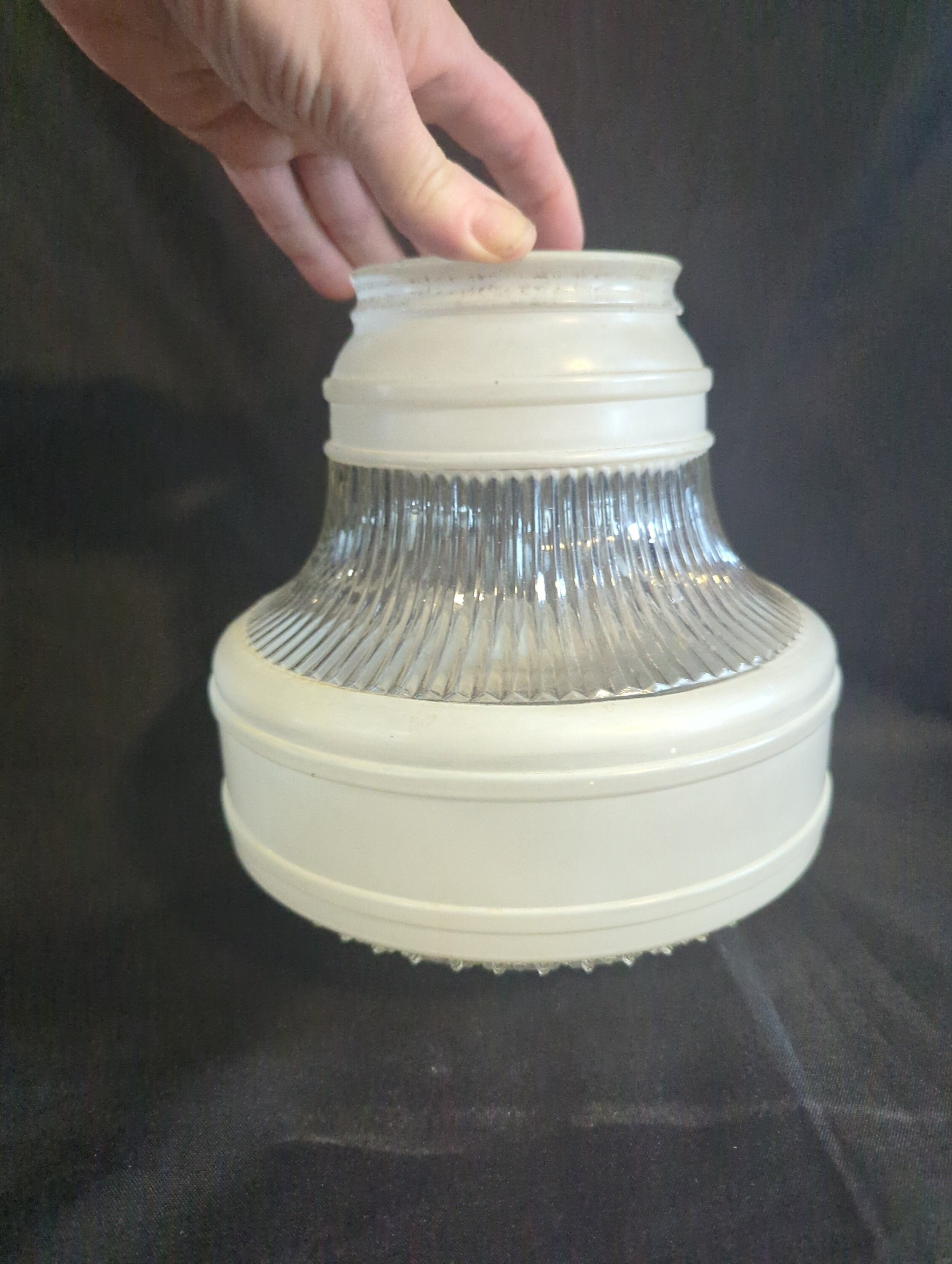 Vintage MCM Light Fixture Ceiling Mount Round Milk Glass/clear Glass 8 ...