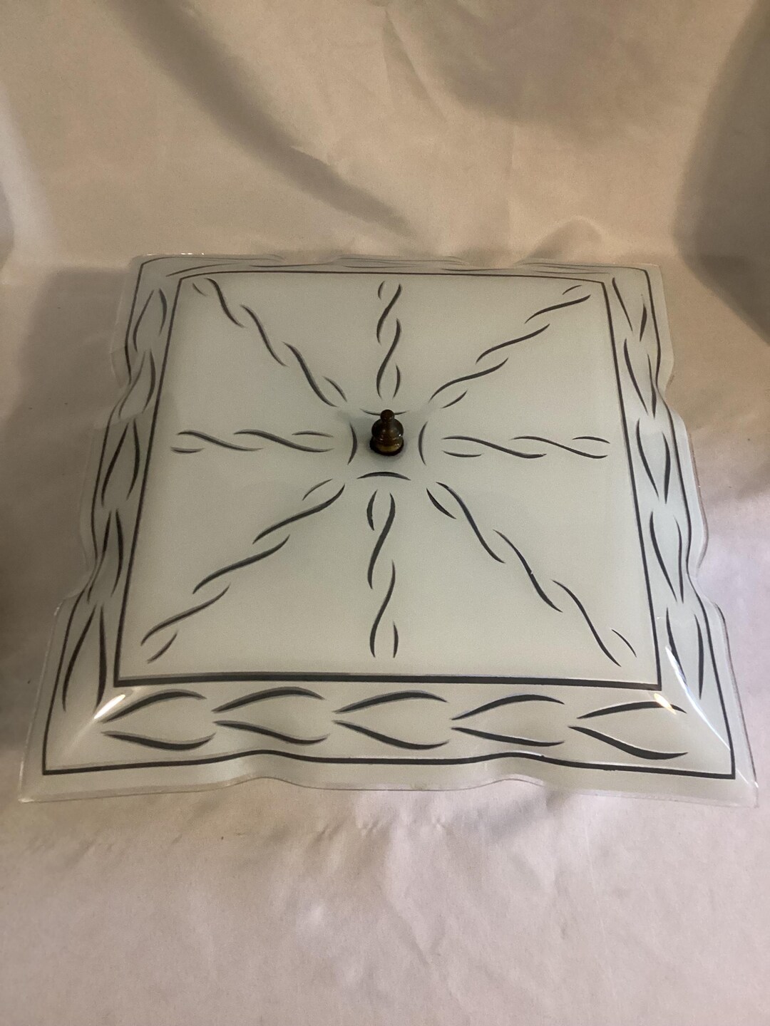 Gorgeous Square Mid Century Modern Light Fixture Upturned Rim 4 Bulb 15 ...