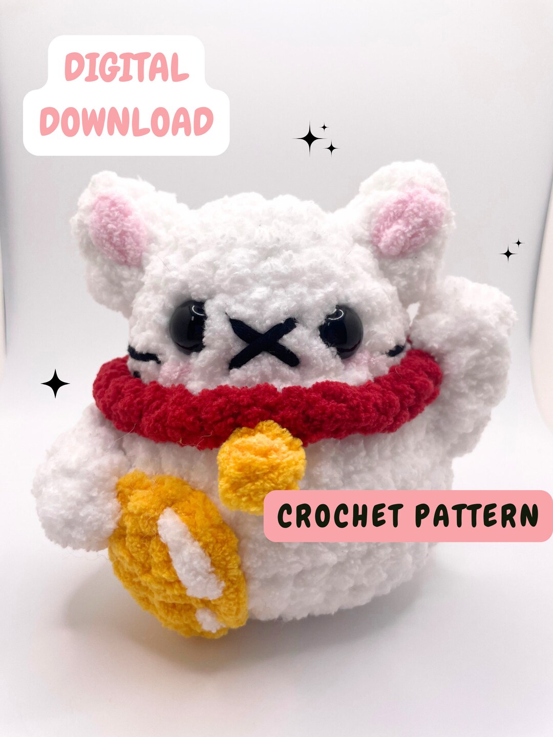 Lucky Cat Crochet Pattern, Crochet Patterns for Beginners, Amigurumi ...