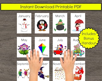 Spanish Months of the Year Flashcards Teaching Printable | Etsy