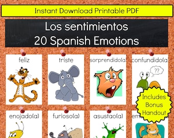 Spanish Emotions Feelings Flashcards Teaching Printable Resources ...