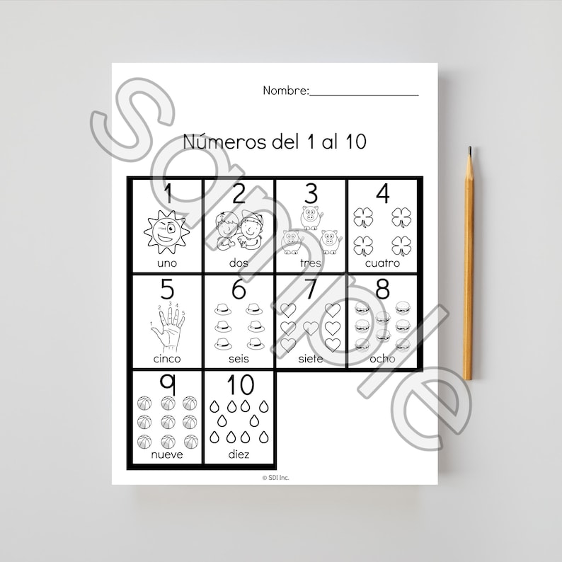 Spanish Wall Numbers Numeros 1-10 Classroom Decor Homeschool Printables ...