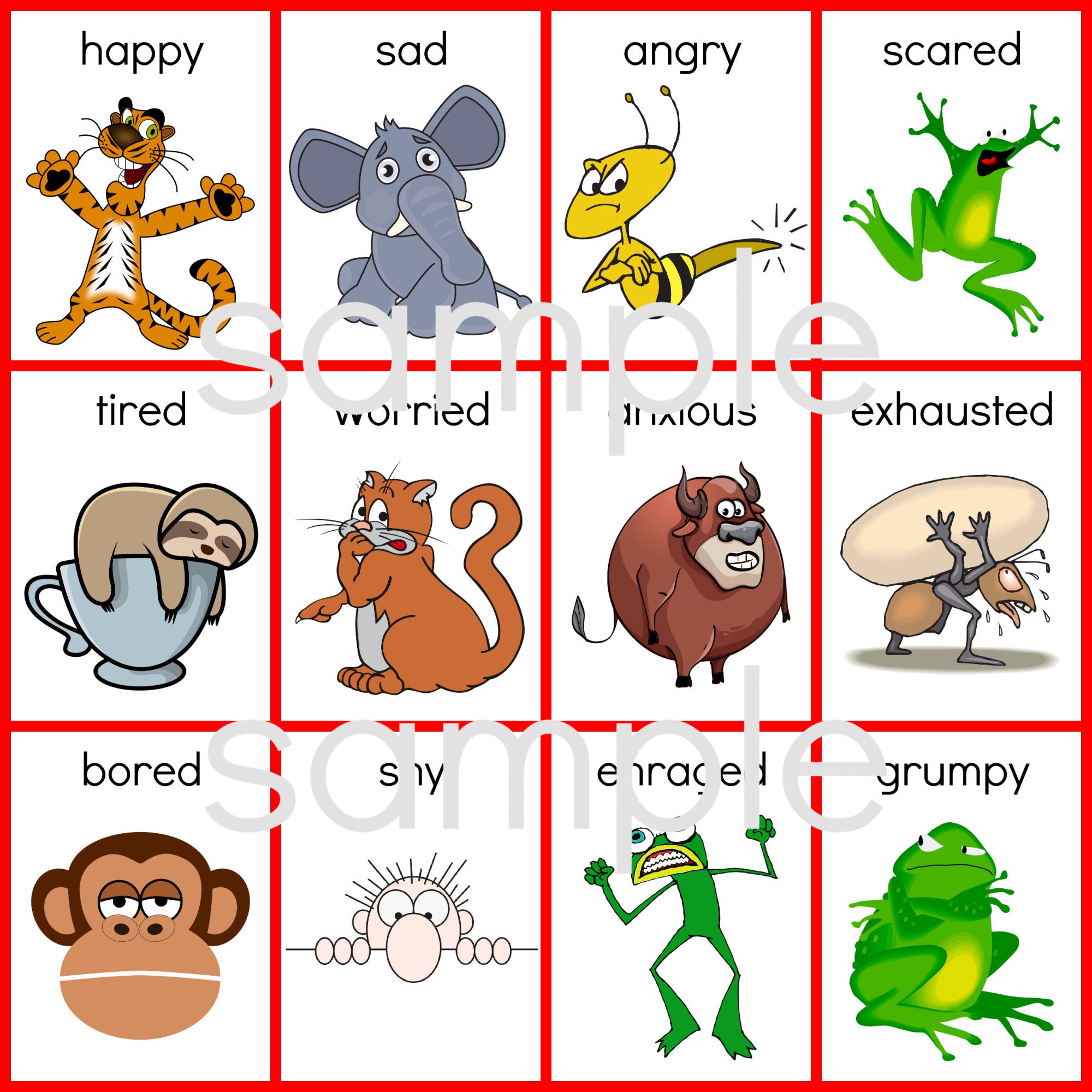 20 Feelings Emotions Flashcards Teaching Printable Resources Instant ...