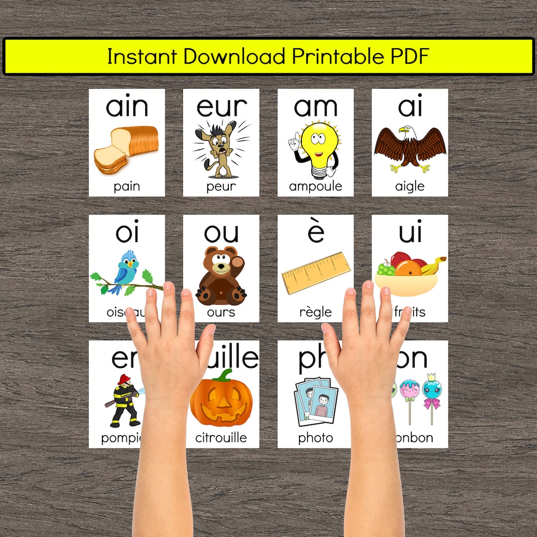 34 French Sounds Phonics Printable Flashcards Preschool Kindergarten ...