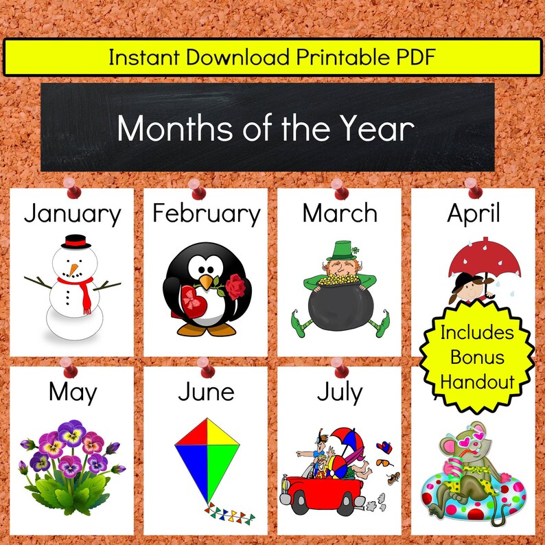 Months of the Year Teaching Printable Resources Classroom Posters Decor ...