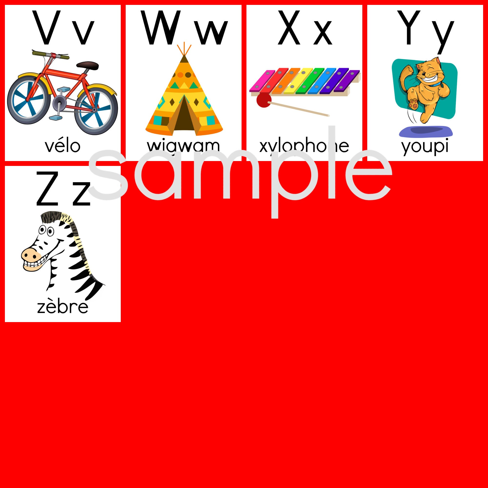 French Wall Alphabet Printable Instant Download Preschool Kindergarten ...