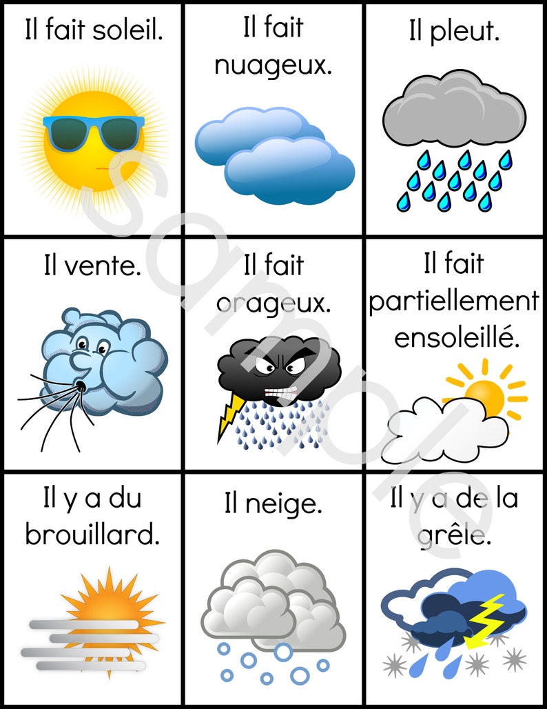Météo French Weather Teaching Printable Resources Classroom Posters ...