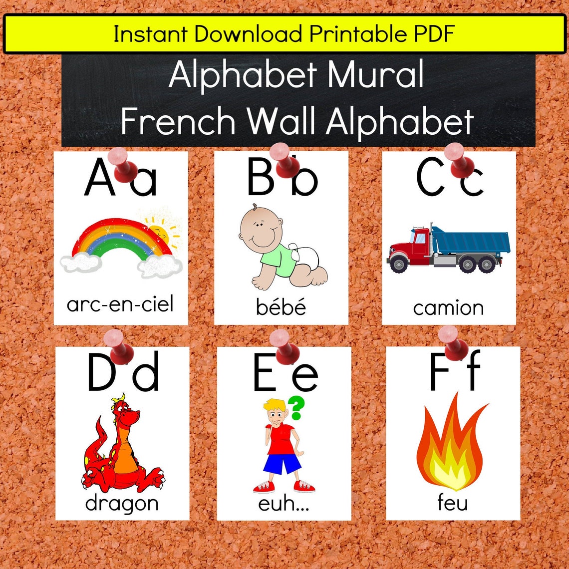 French Wall Alphabet Printable Instant Download Preschool Kindergarten ...