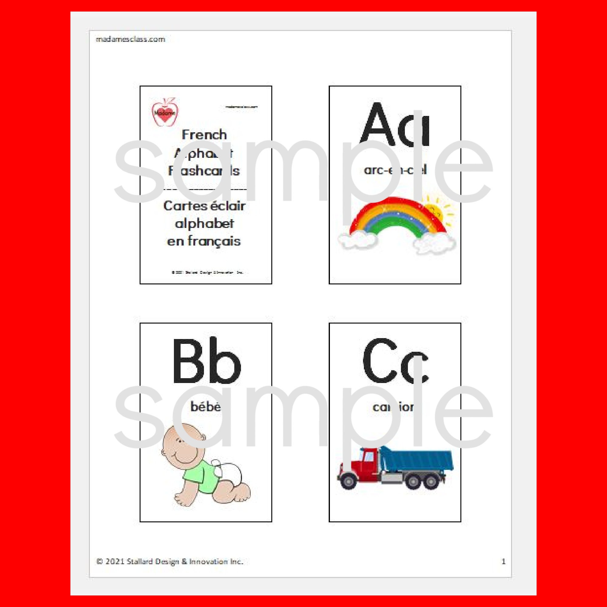 French Alphabet Flashcards Printable Instant Download Preschool ...