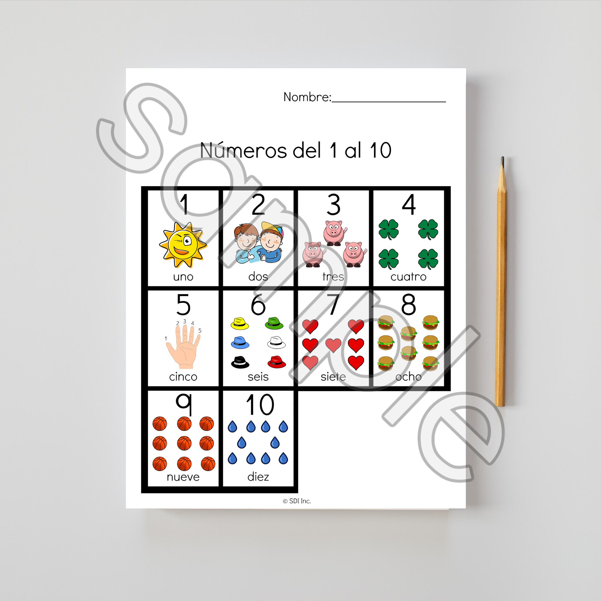 Spanish Wall Numbers Numeros 1-10 Classroom Decor Homeschool Printables ...